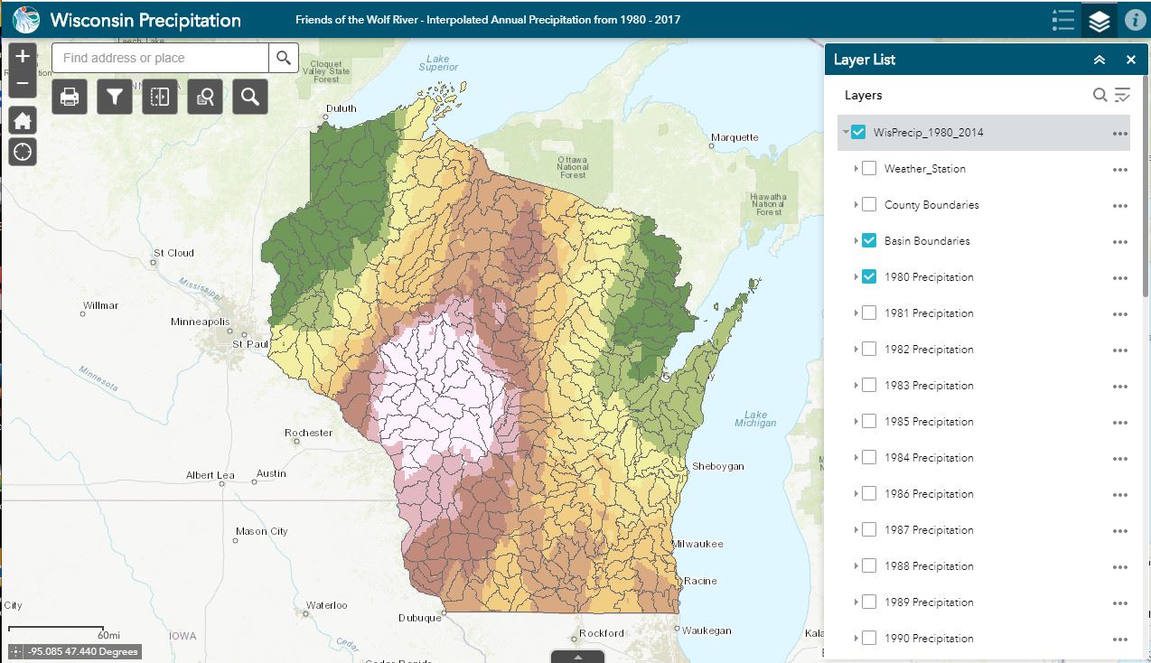 Wisconsin Precipitation map 1980 – 2017 | Friends of the wolf river